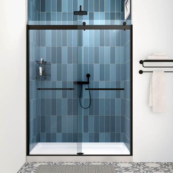 StreamlineBath Almanor 48" W x 74" H Double Sliding Semi-Frameless Shower Door | Wayfair